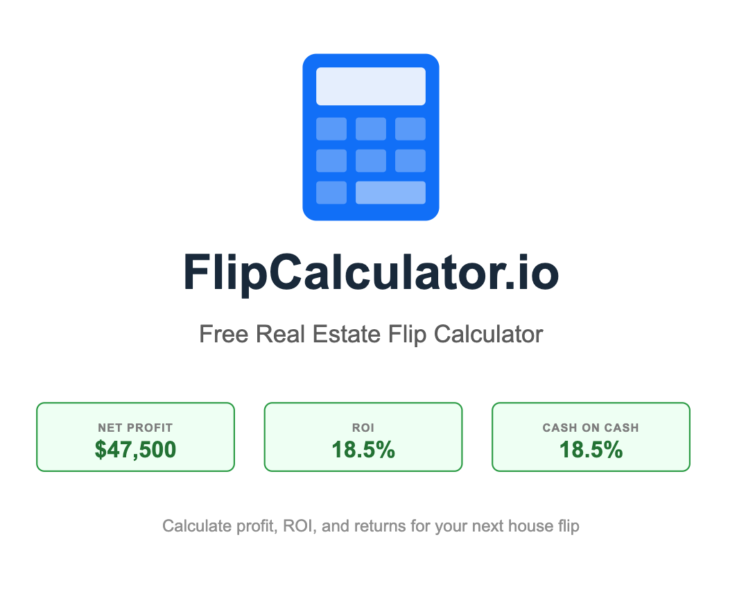 Free Flip Calculator - Real Estate Investment ROI & Profit Calculator ...